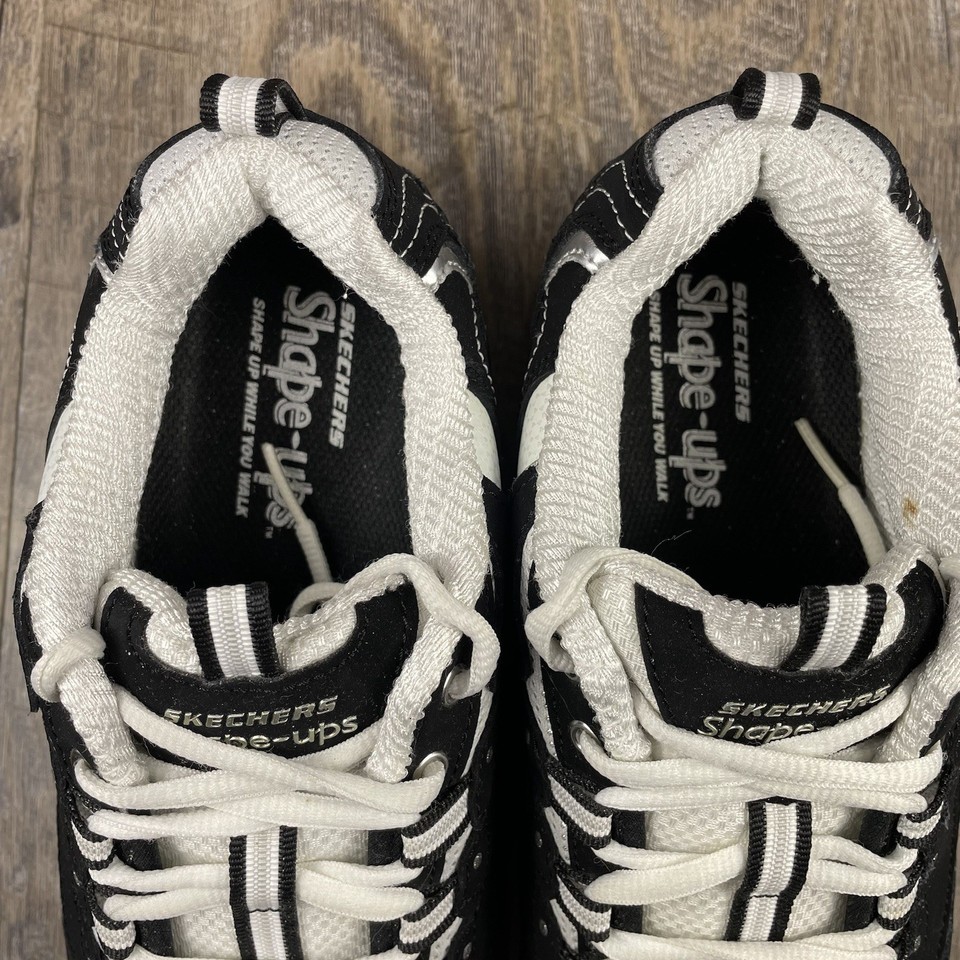 Skechers Shape Ups Shoes Womens 8.5 Wide Black White Toning Walking ...