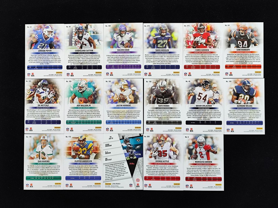 20223 Panini Prestige Jordan Poyer Courtland Sutton Dalvin Cook Lot 17 ...