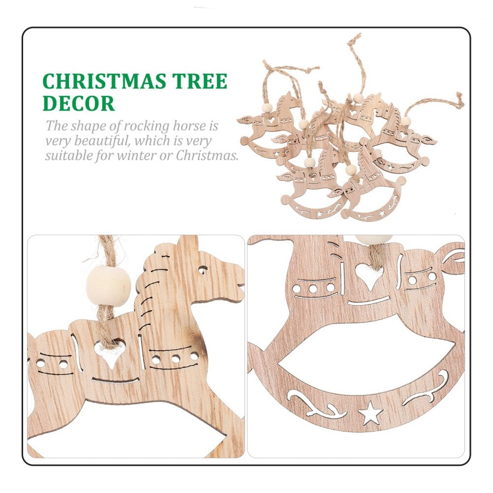 6 Pcs Hollow Wooden Pendants Christmas Tree Shape Xmas Decorations ...