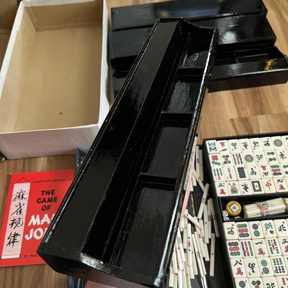 Vintage Mah Jong Set Fujian Lacquer Wares 4 Racks 144 Tiles 172 Sticks ...
