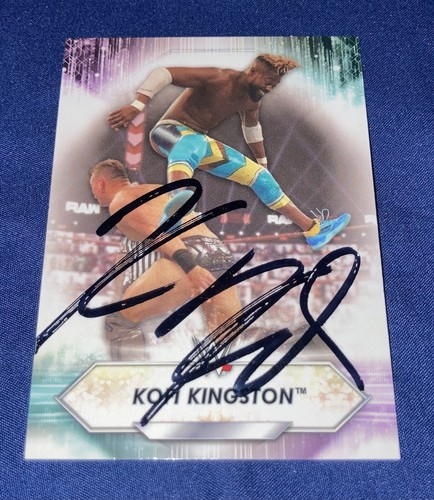 KOFI KINGSTON SIGNED 2021 TOPPS WWE #115 CARD NEW DAY WRESTLERS RAW IP ...
