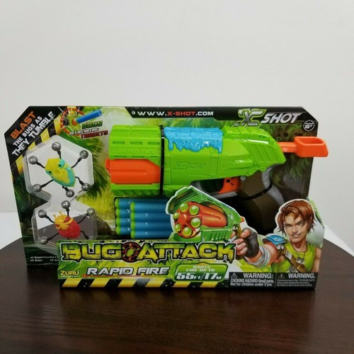 Zuru X Shot Bug Attack Rapid Fire Darts Fire Up To 55ft Foam Darts Gun ...