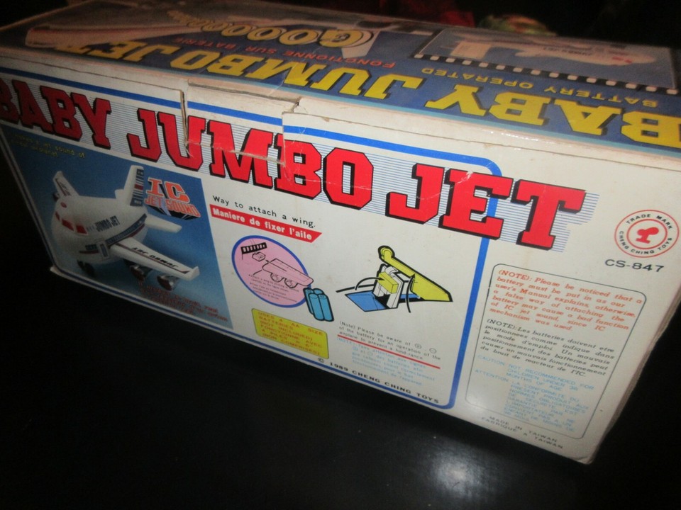 UNIQUE VINTAGE RARE GIANT B/O - BABY JUMPO JET - 1989 TAIWAN MIB BY C.C ...