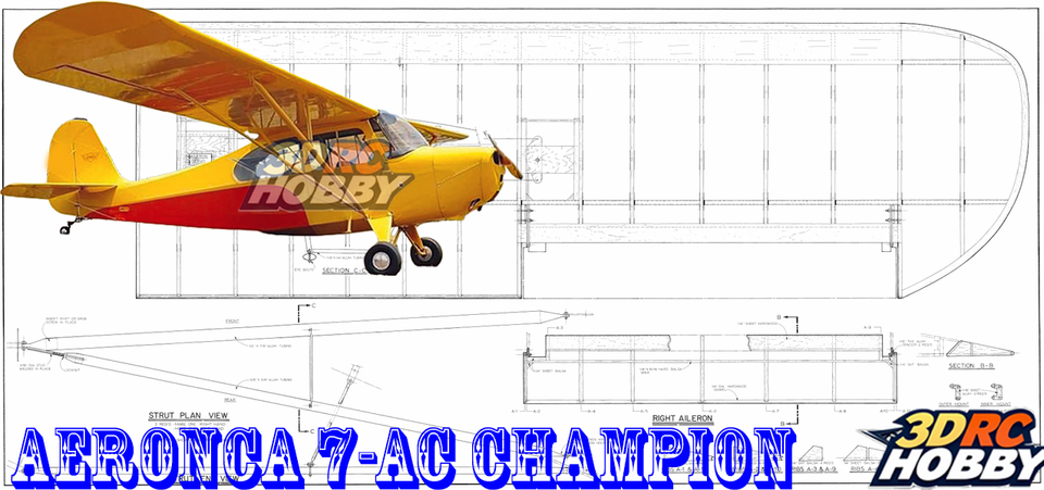 Aeronca 7-AC Champion 105" WS RC Plane Model Airplane Building Plans ...