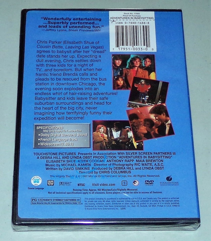 Adventures in Babysitting (DVD, 1987 Widescreen) Elisabeth Shue Keith ...