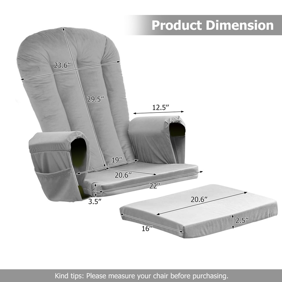 5pcs Glider Rocker Replacement Cushion Velvet Rocking Chair Cushions ...