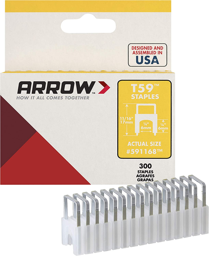 Arrow T59 Insulated Staples 300 Pack, (6 Mm) 1/4-Inch Leg Length, Clear ...