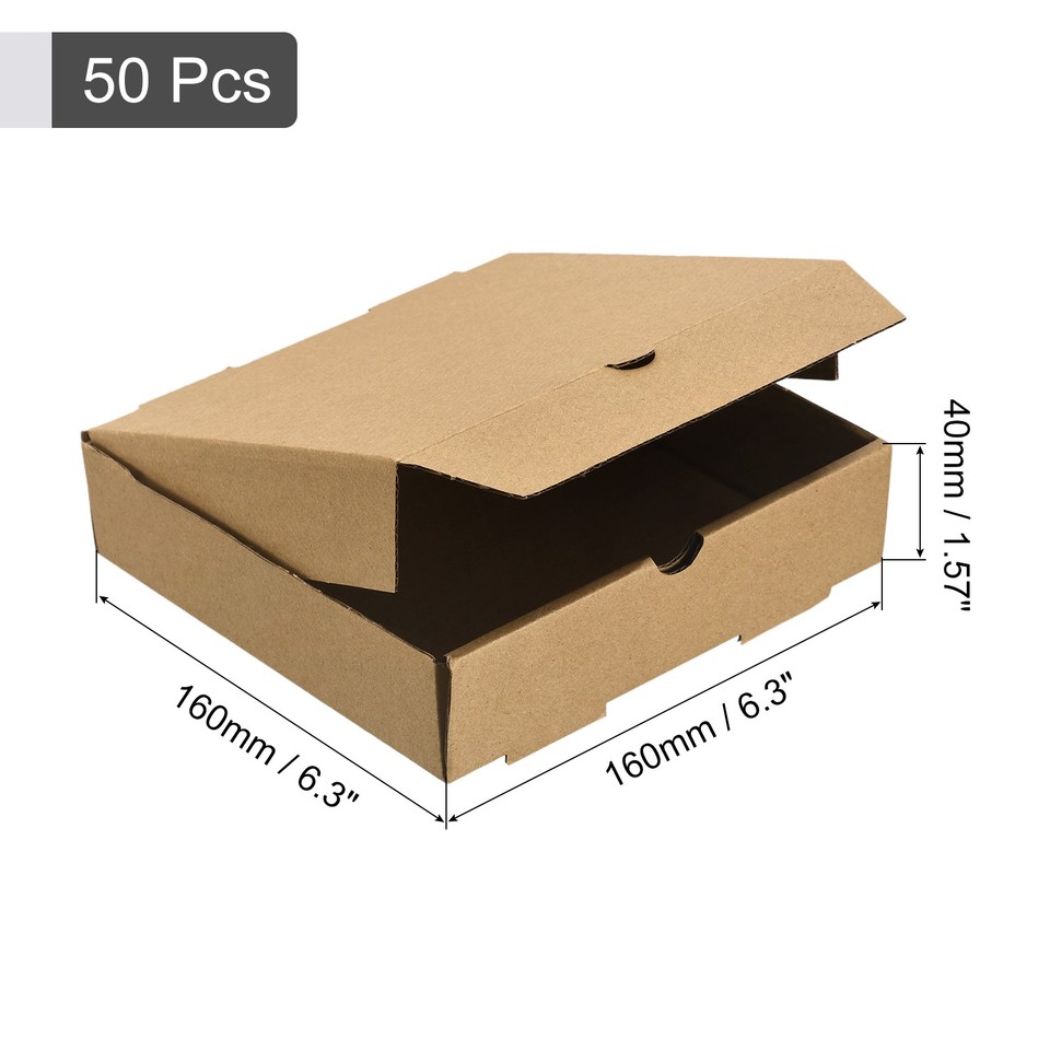 Pizza Box, 50pcs 6 x 6 Inches - Cowhide Paper Square Mini Pizza Boxes ...