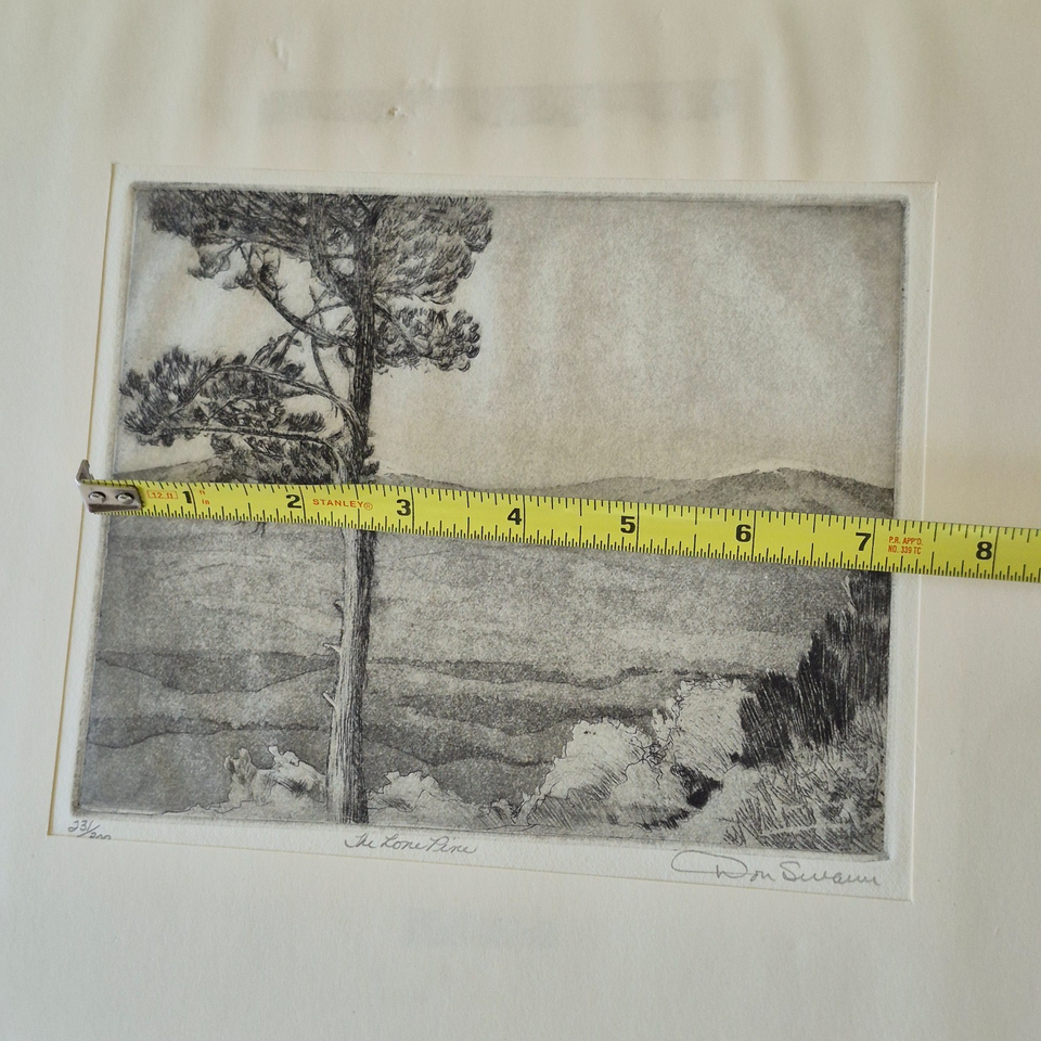 Don Swann Etching The Lone Pine Limited Edition signed numbered 231/300 ...