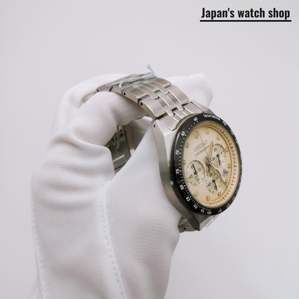 SEIKO Spirit NEO VINTAGE SBTR045 Ivory Chronograph Quartz Men's Watch ...