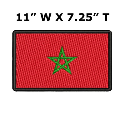 MOROCCO FLAG embroidered iron-on PATCH MOROCCAN KINGDOM EMBLEM applique ...