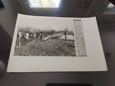 WWII Press Photo 1945 German POW Prisoners Cross Roer River WW2 | eBay