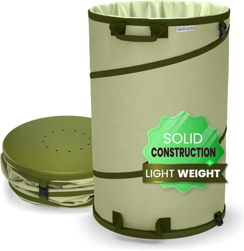 Collapsible -45 Gallon Canvas Garden Waste Bag -Pop-Up Bucket Reusable ...