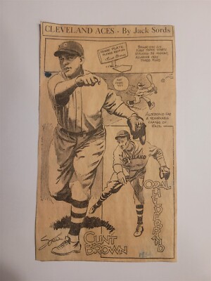 Clint Brown Oral Hildebrand 1934 Baseball Cartoon Sketch RARE! Jack ...