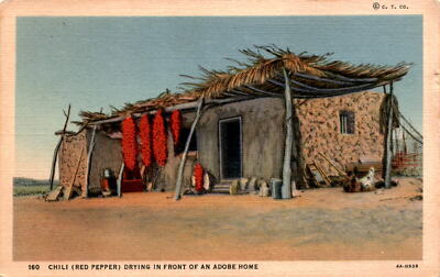 Arizona, adobe home, Indians, Mexicans, red peppers, cultural Postcard ...