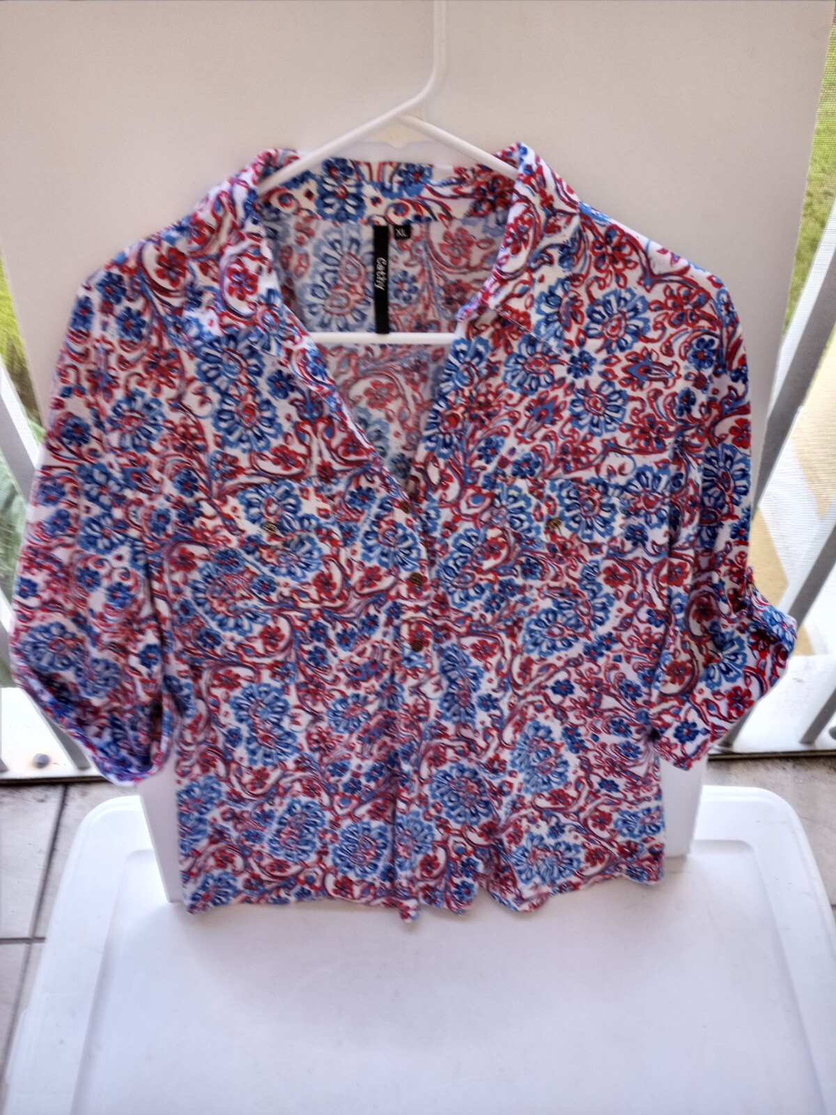 Cathy Red, White And Blue Womens Top Size XL | eBay