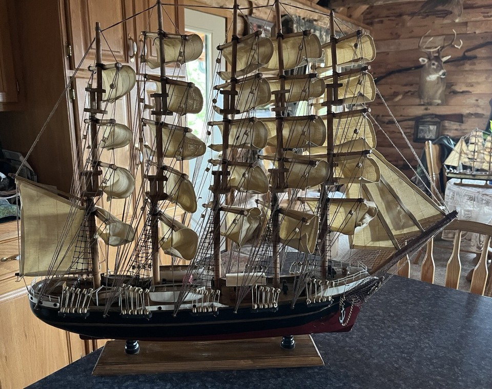 Vintage Preussen 25 In Tall Antique 1902 Sailing Ship Model Fully ...