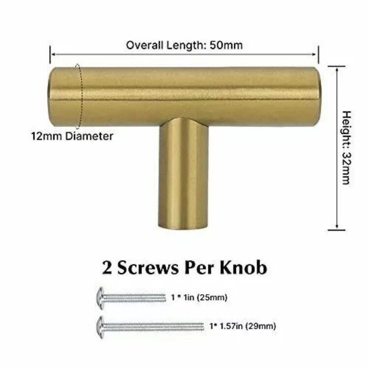 10 Pc. Goldenwarm Brushed Brass Cabinet Bar Handle Pulls Knobs w ...