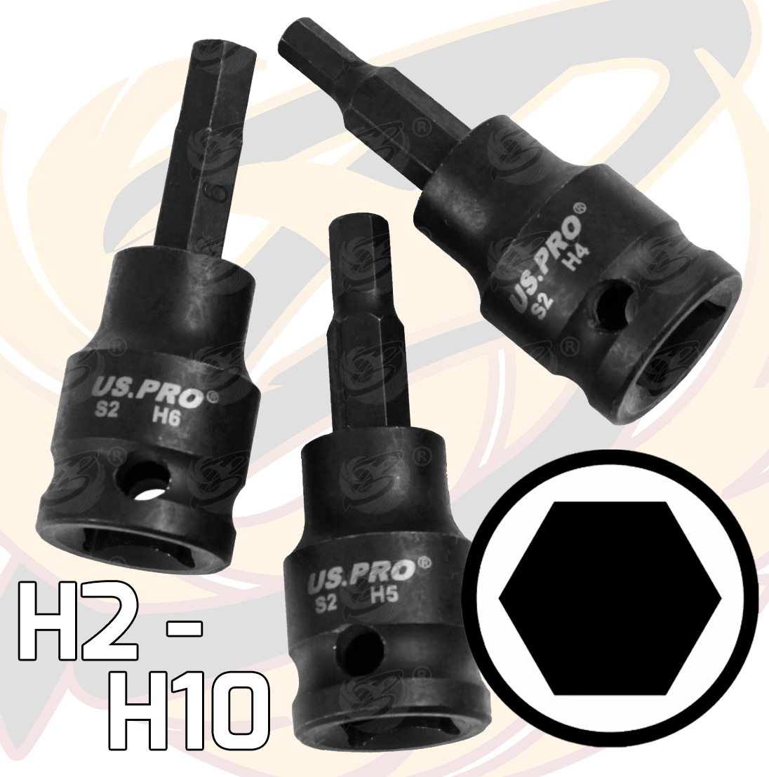US PRO IMPACT HEX BIT Sockets Set 3/8" Drive Impact H2 To H10 Allen Key ...
