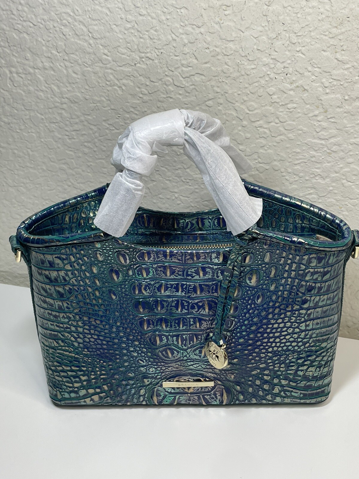 NWT BRAHMIN DRAGON BLUE/GREEN Small Elaine Handbag | eBay