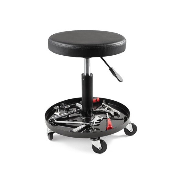 Adjustable Mechanics Rolling Creeper Seat Stool Chair Tool Tray for ...