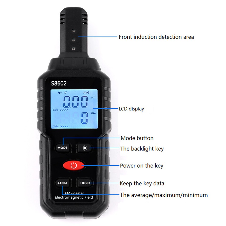Digital EMF Meter Electromagnetic Field Radiation Detector LCD Geiger ...