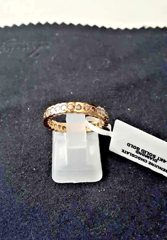 GORGEOUS 1.00 CT CHOCOLATE DIAMOND 14K SOLID YELLOW GOLD ETERNITY RING ...