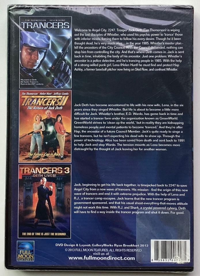 SEALED Trancers 3-Disc Set (DVD, 2013) II III Deth Lives Tim Thomerson ...