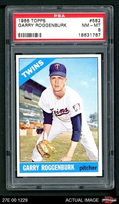 1966 Topps #582 Garry Roggenburk xCIR Twins RC COMMON VARIATION PSA 8 ...