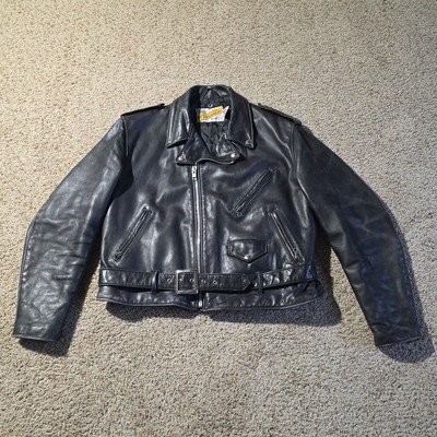 Schott Perfecto NYC 118 Black Leather Jacket Size 48 | eBay