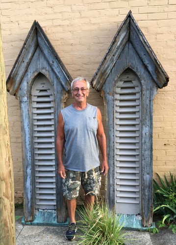 Large unusual matching pair architectural shutter Gothic windows ...