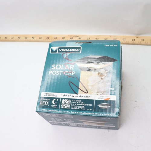 Veranda Solar LED Deck Post Cap Light Black Plastic 4" x 4" and 6" x 6 ...