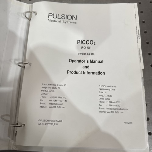 Pulsion Medical Systems Picco 2 PC8500 Patient Monitor | eBay