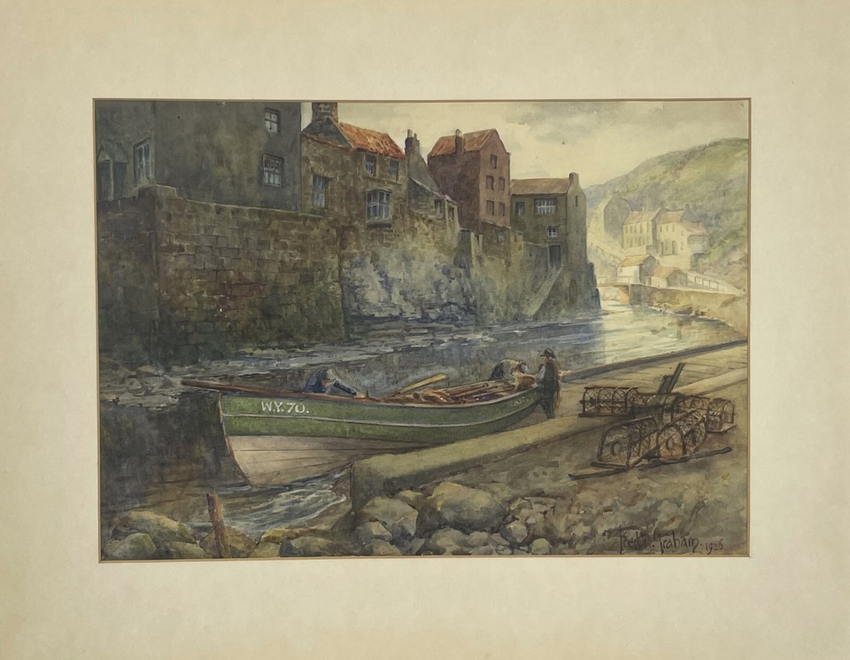 Antique Watercolor Painting Fred E. Graham Listed Artist Fishing Boat ...