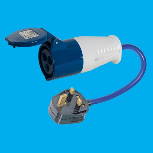 1x 13A 3 Pin Plug to 16A Caravan Ceeform Socket, Fly Lead Converter ...