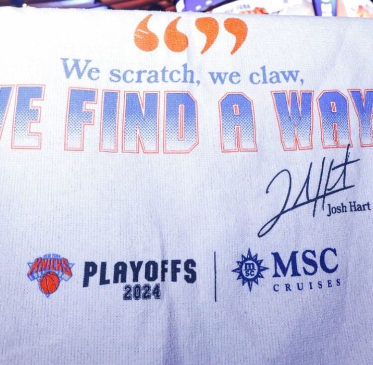 2024 Round 2 Game 2 Josh Hart New York Knicks NBA Playoffs Rally Towel ...