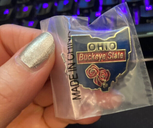 Ohio Enamel Pin NOS Buckeye 80s Tourist Souvenir US State Hat Lapel ...