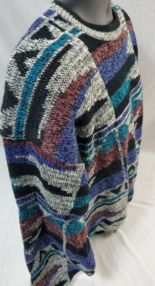 VTG TODAY'S NEWS AZTEC Multicolor Acrylic Men's Sweater Size L | eBay