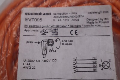 IFM EVT095 4-Pin Connecting Cable With Socket NEW STOCK 4894 | eBay