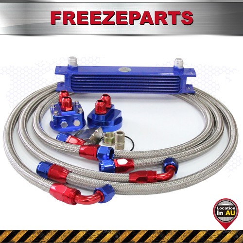 7 Row AN10 Universal Engine Mocal Oil Cooler + Oil Filter Relocation ...
