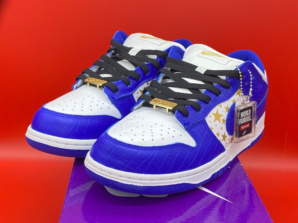 Supreme Nike SB Dunk Low Stars Hyper Royal Blue Sizes 7 7.5 & 13 New ...