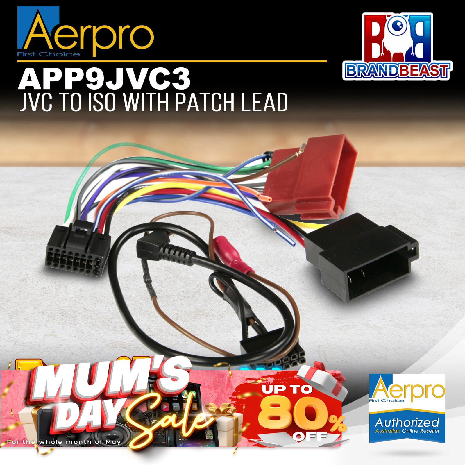 Aerpro APP9JVC3 APP9 Secondary ISO Harness & SWC Patch Lead to Suit JVC Headunit | eBay