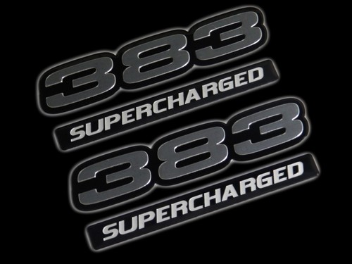 2 383 SUPERCHARGED ENGINE BIG BLOCK EMBLEM SILVER BLACK FOR CHRYSLER ...