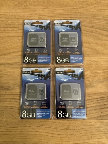 4 Vivitar 8GB Micro SD Cards & Adapter smart phone digital camera ...
