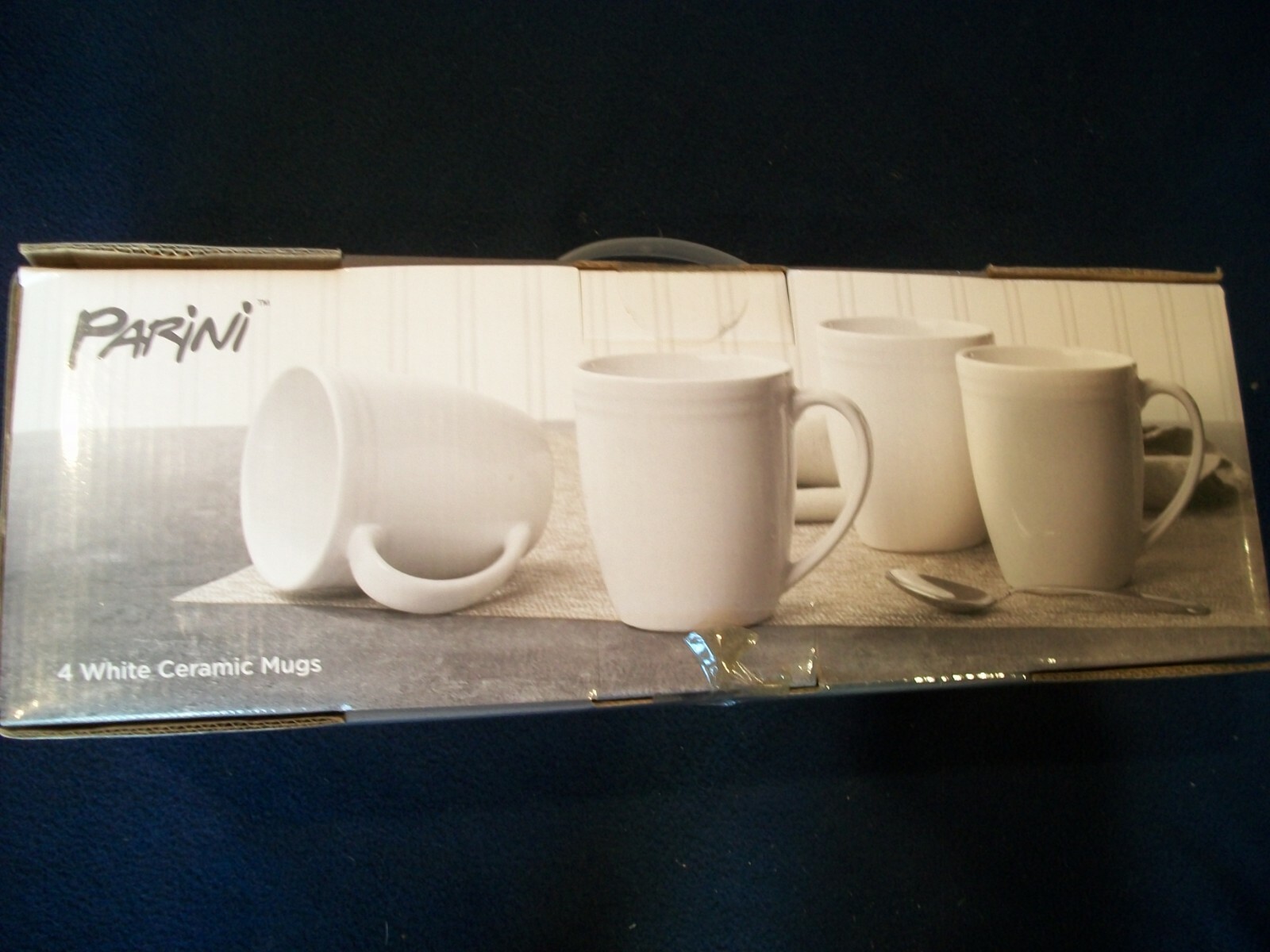 PARINI SET OF 4 WHITE CERAMIC MUGS Cups Coffee - Tea - Etc New in ...