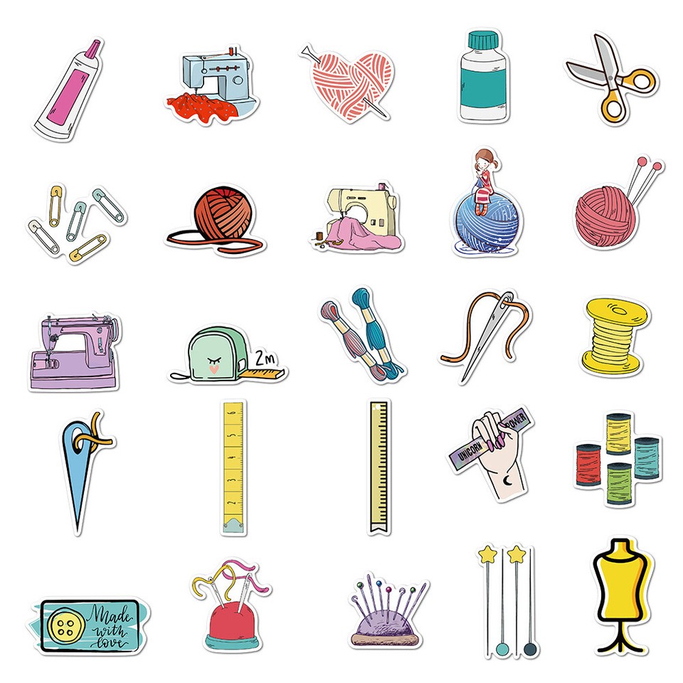 50 Sewing DIY Tailoring Craft Stickers Notebook Laptop Case Scrapbook ...