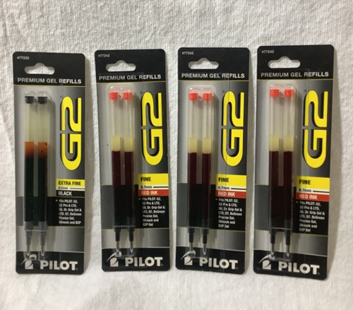 Premium Gel Pen Refills Pilot G2 Extra Fine 3 Packs of Red 1 Pack of ...