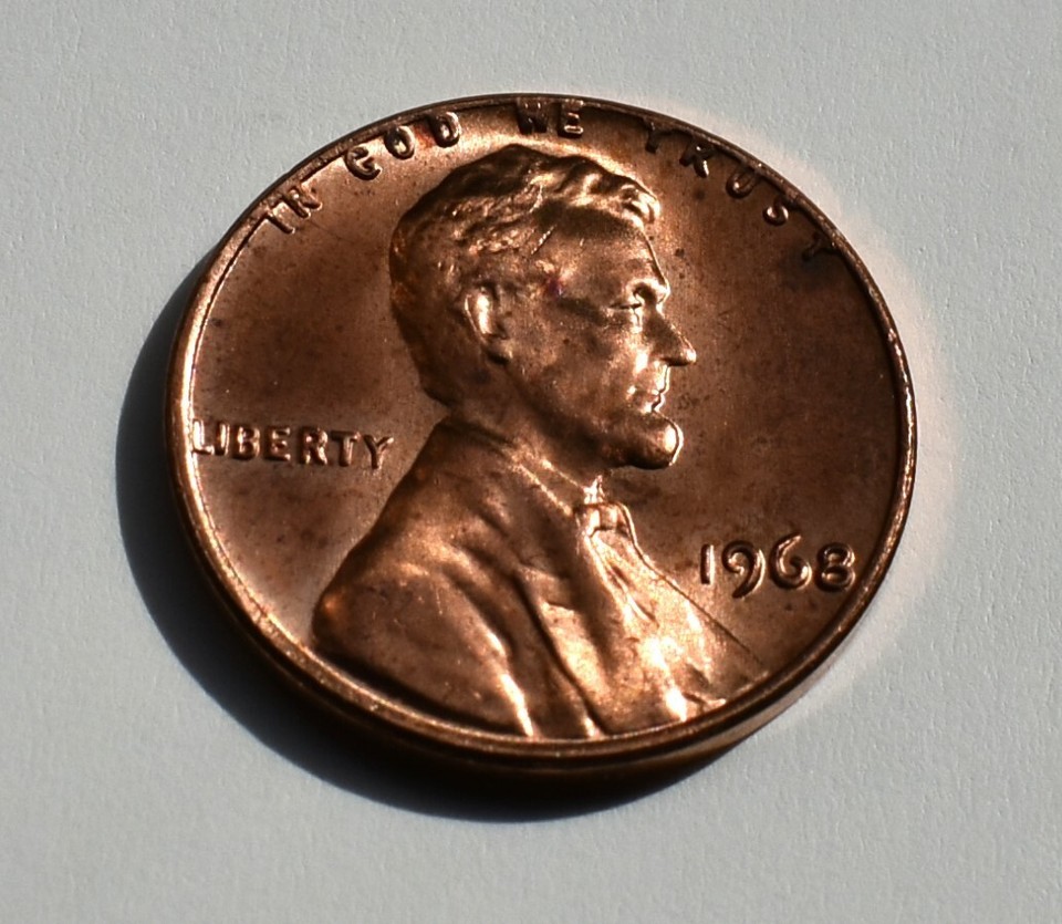1968 Penny Error No Mint Mark P Red High Mint State Rim Collar DD ...