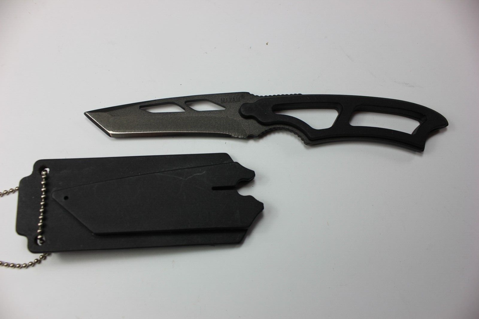 RARE/DISCONTINUED MAXAM Fixed Blade Neck Knife w/ Original Chain Sheath ...