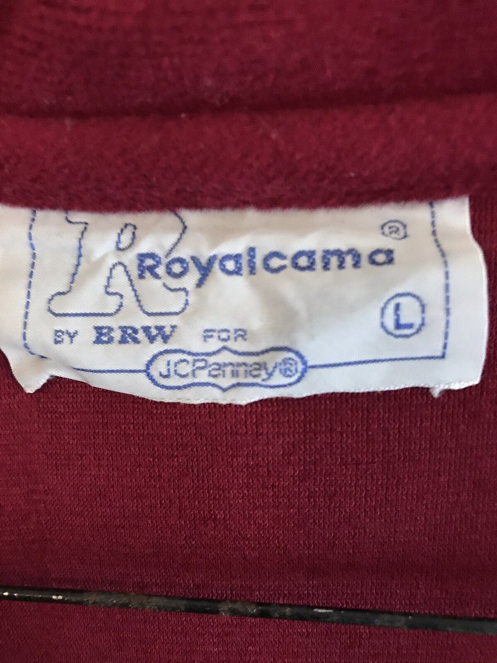 Royalcama By BRW For JCP Burgundy Velux Ladies Bath Robe Large Vintage ...